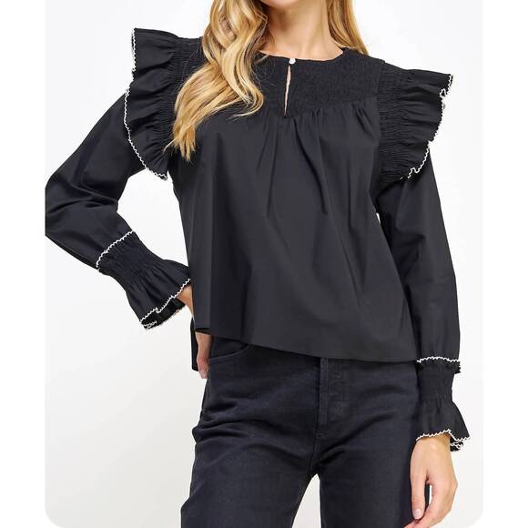 Strut & Bolt | Tops | New Strut Bolt Sophia Contrast Ruffle Blouse In ...